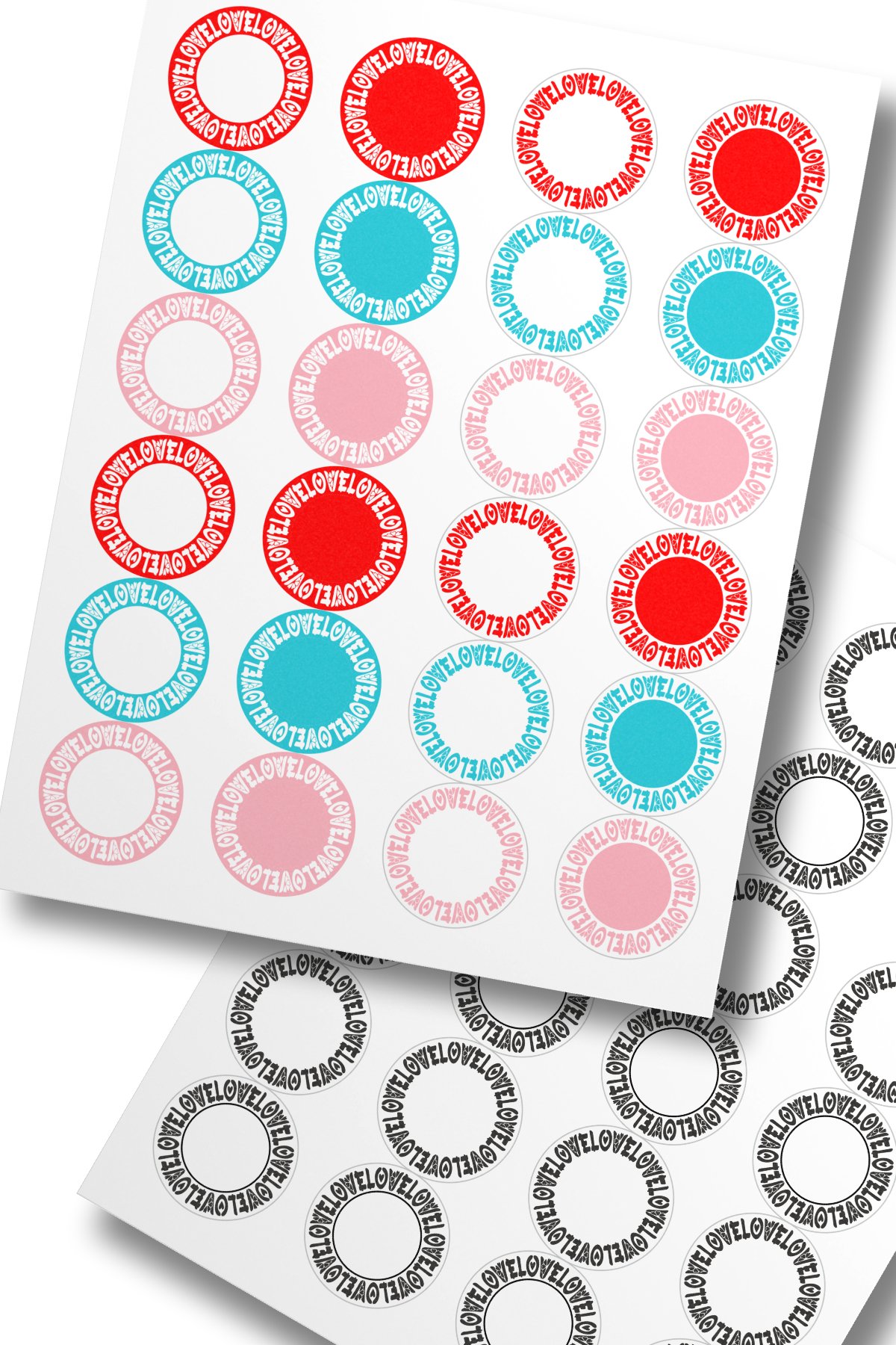 Small Round Labels with Love Border 24 per A4 and US Letter