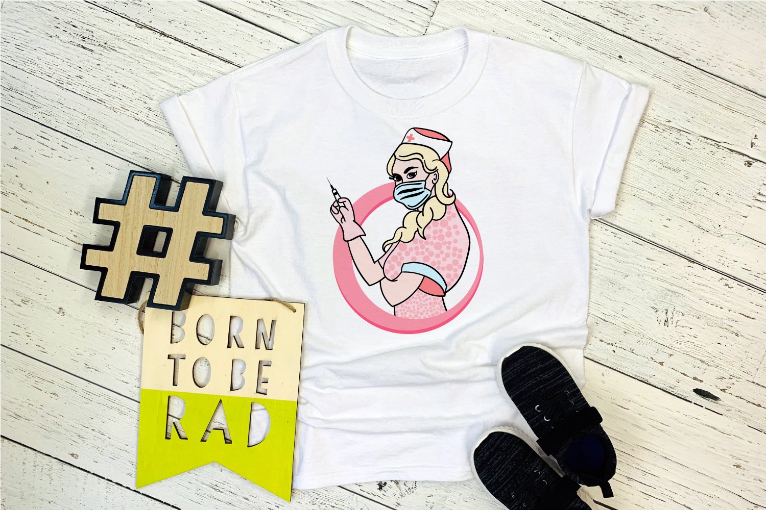 Nurse Wearing Mask Holding Injection SVG, AI, EPS, PNG (802456) | Other ...