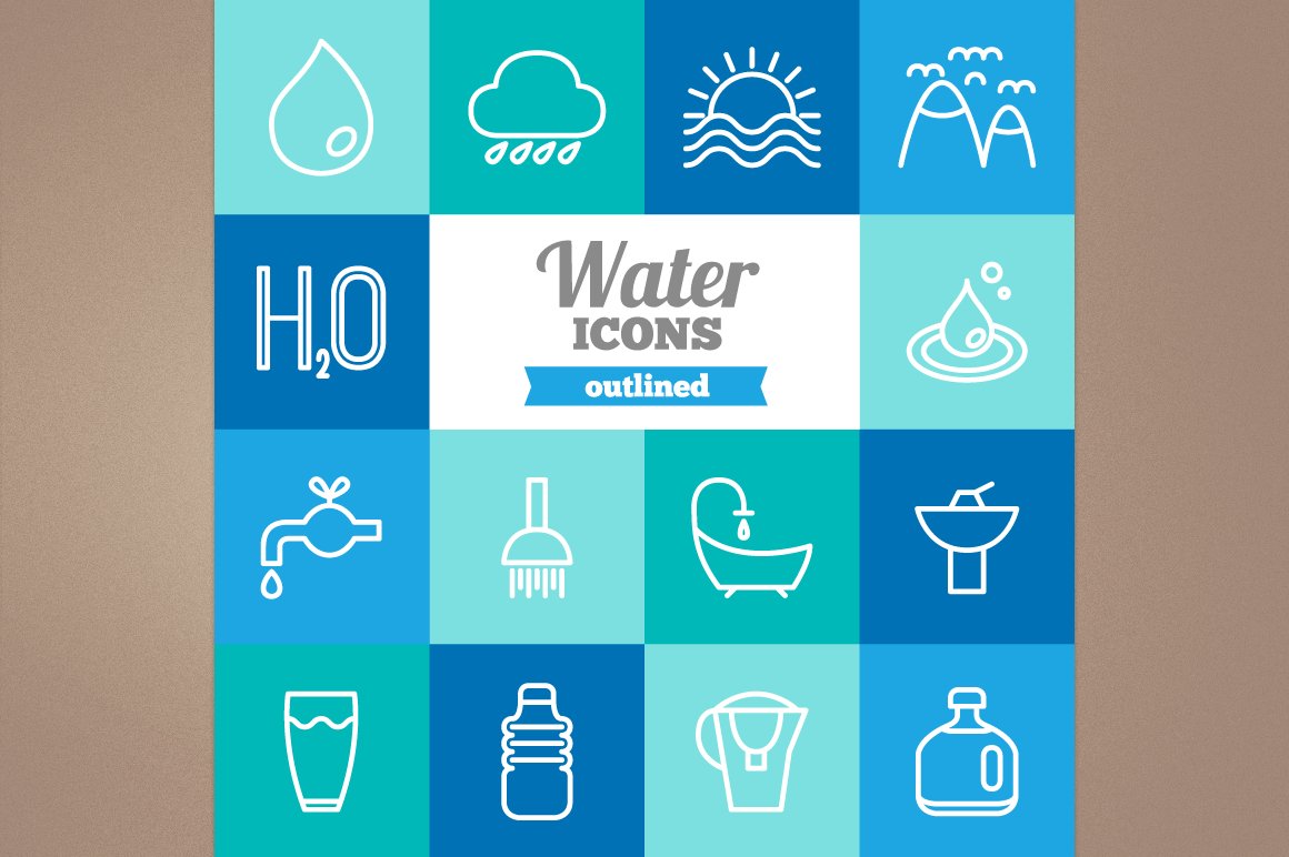 Outlined Water Icons (246143) | Icons | Design Bundles