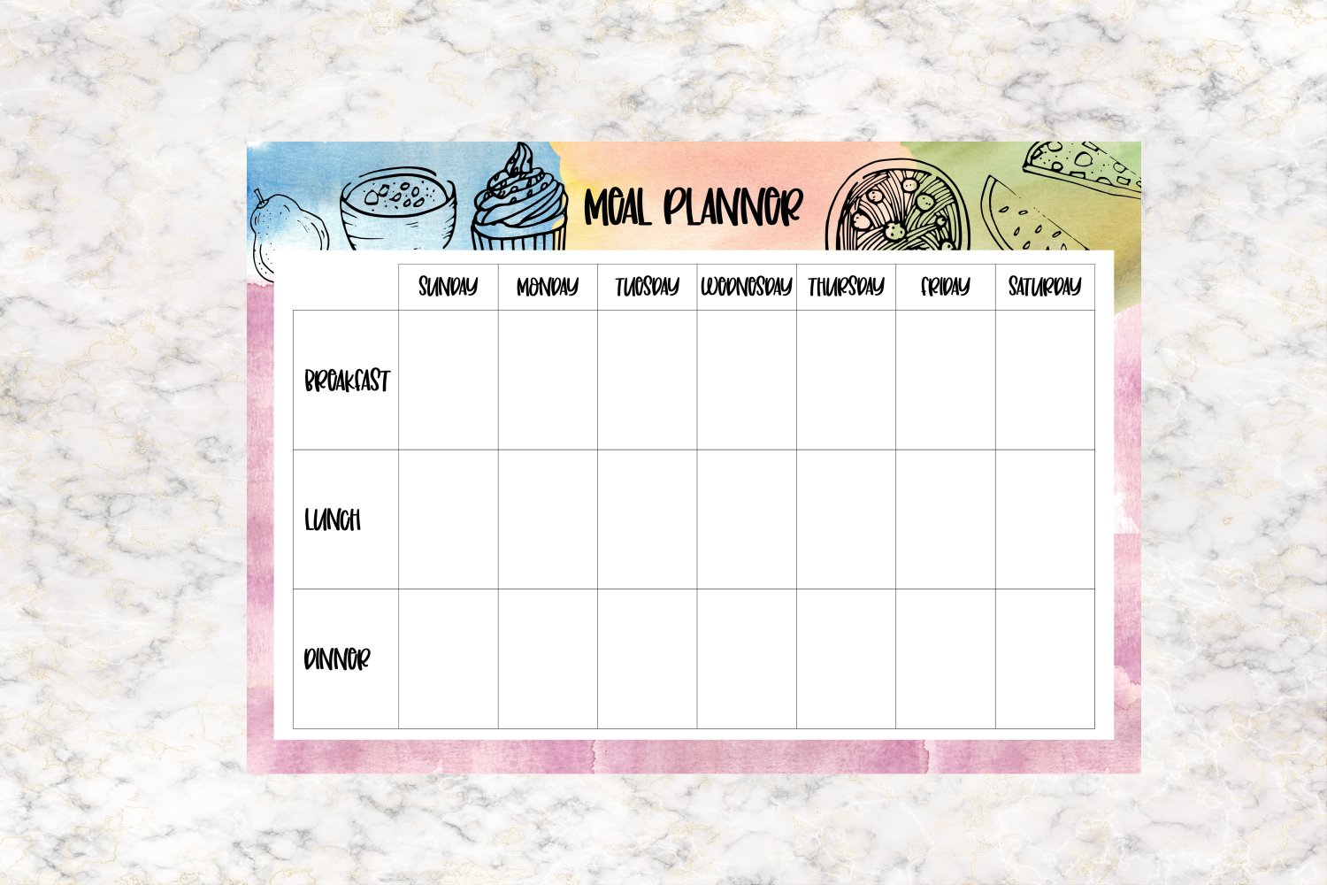 Watercolor Meal Planners