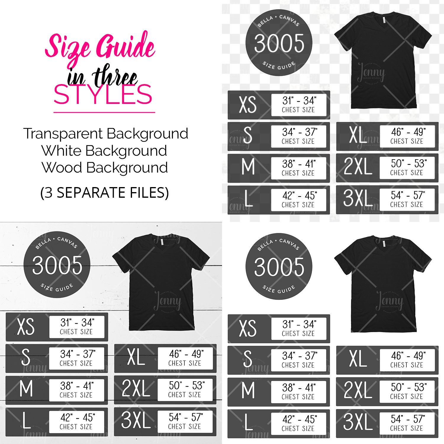 Bella Canvas 3005 Tshirt Size Chart Mockup (476189) | Mockups | Design ...