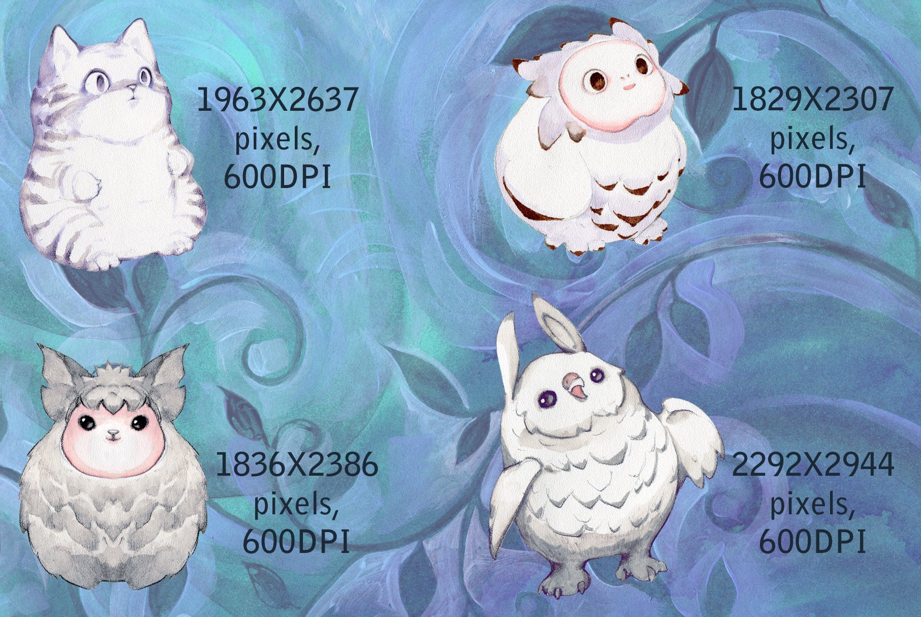 Fairy winter creatures PNG and JPG (709038) | Characters | Design Bundles