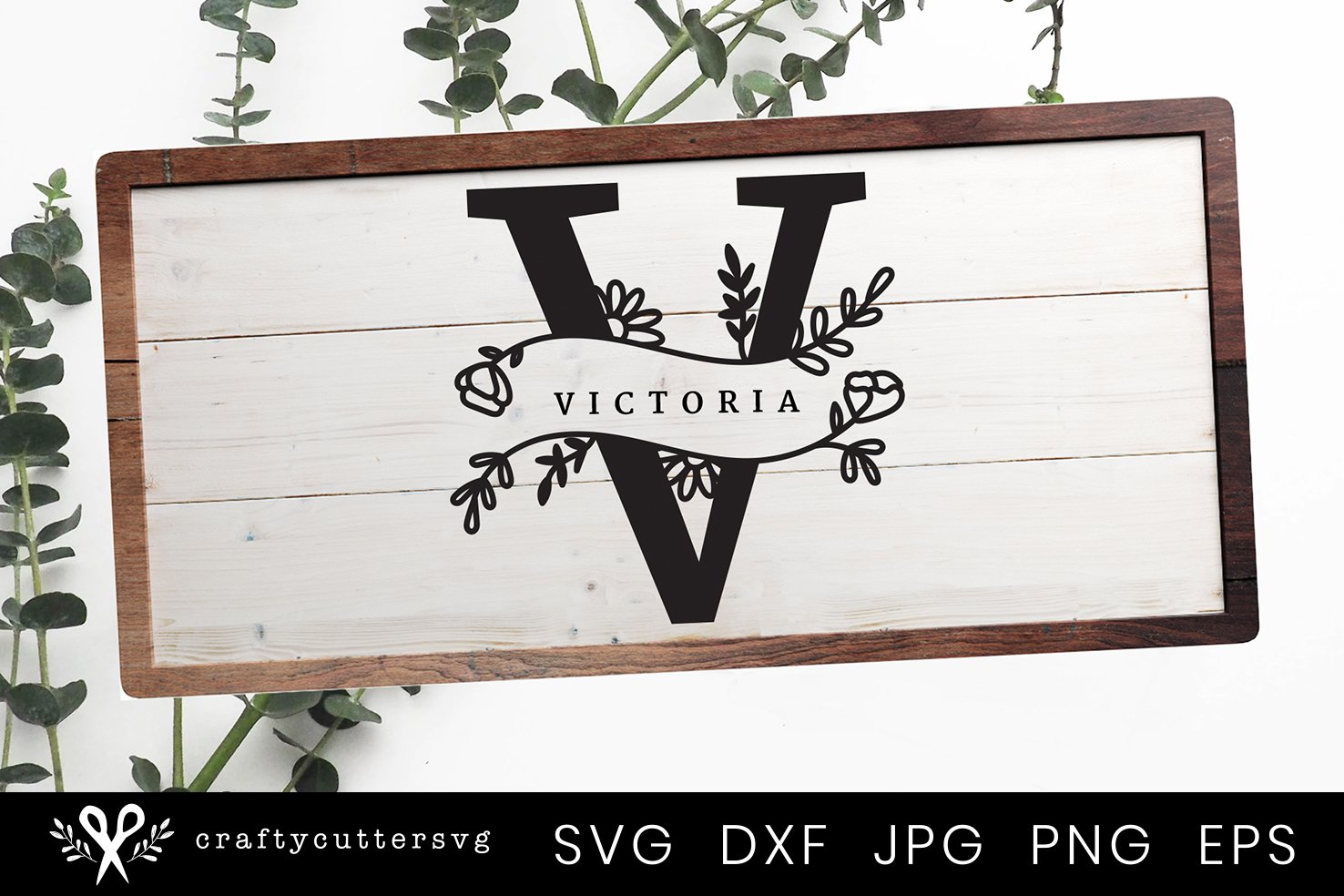 V Split Monogram Letter Handdrawn Botanical Flower Leaves (356981 ...