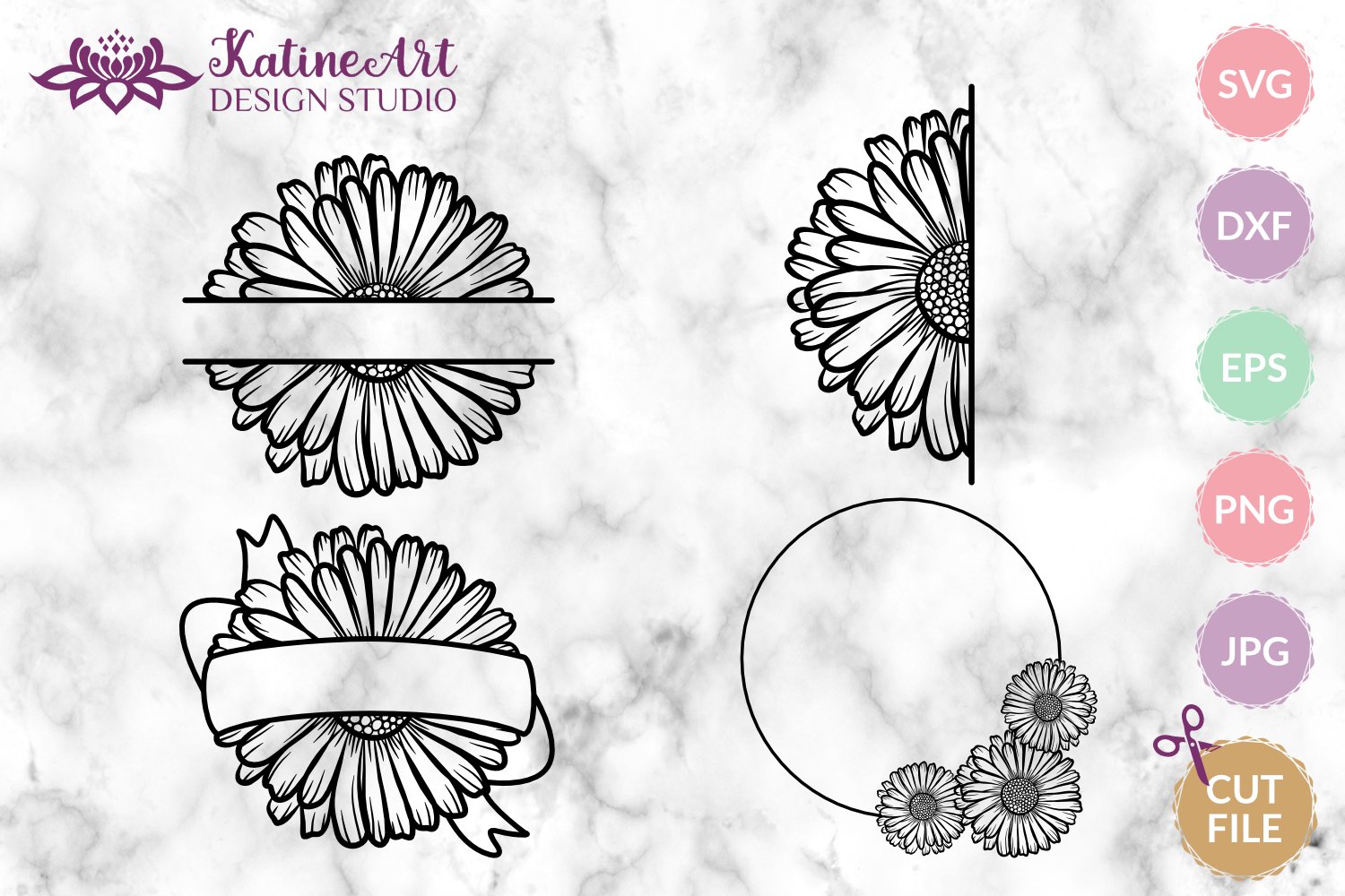 Daisy Svg Flower Monogram Frames Bundle