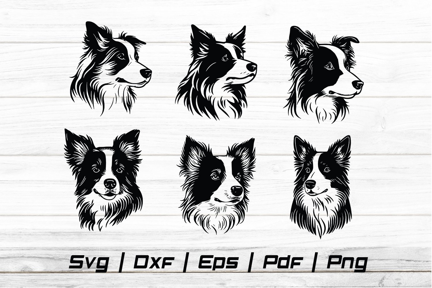 Border Collie Head Silhouette