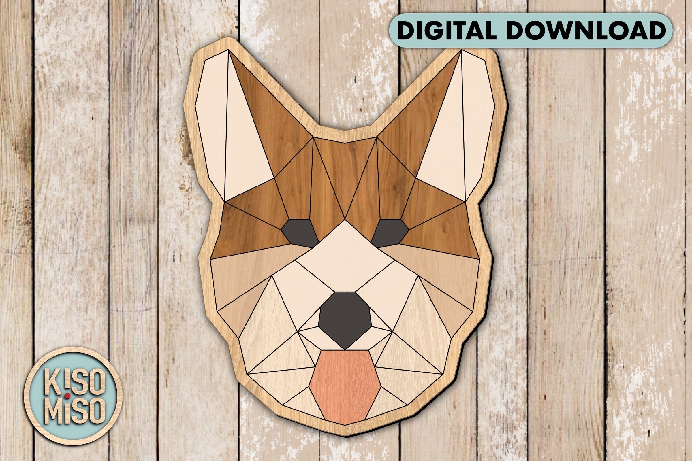 Corgi face puzzle/laser cut files/SVG/DXF/CDR