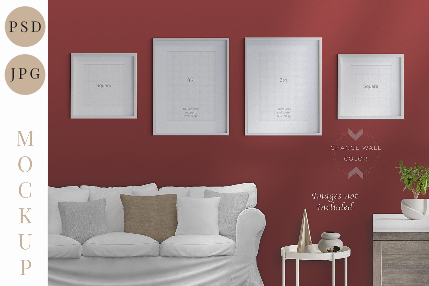mock up Gallery with 4 frames, PSD File with smart object (2218205 ...