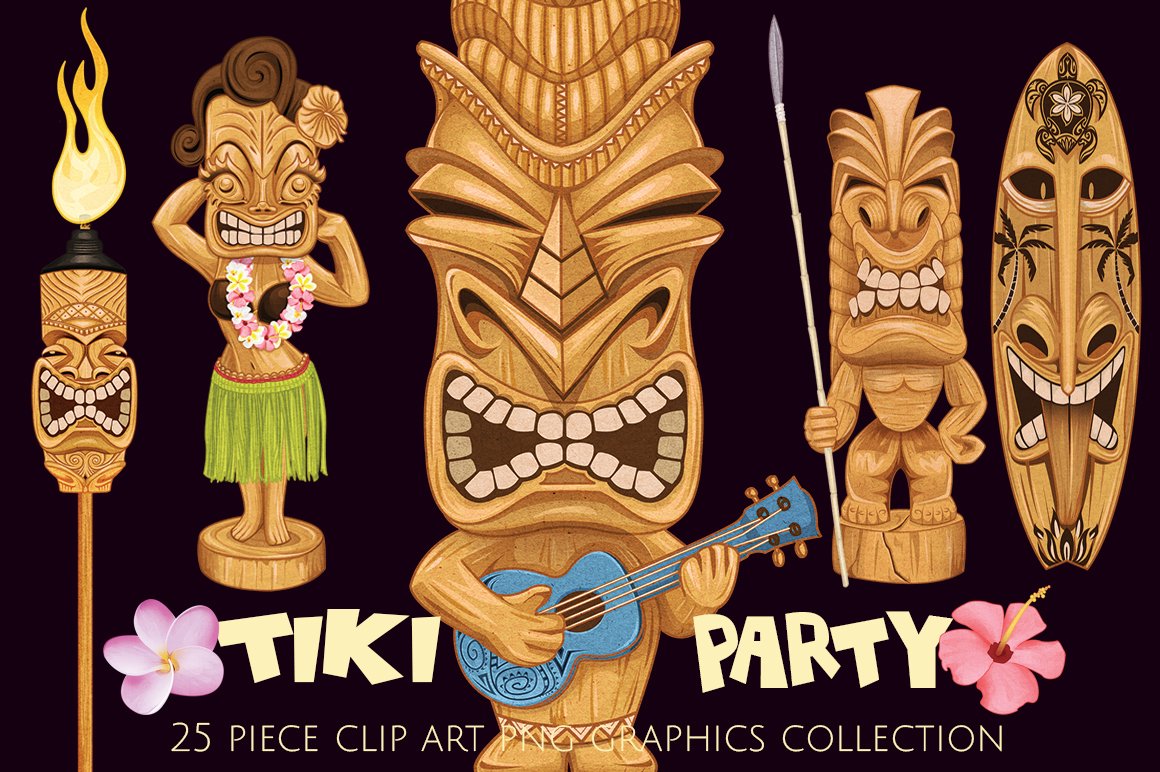 Tiki Party Illustrations Collection (163129) | Illustrations | Design ...