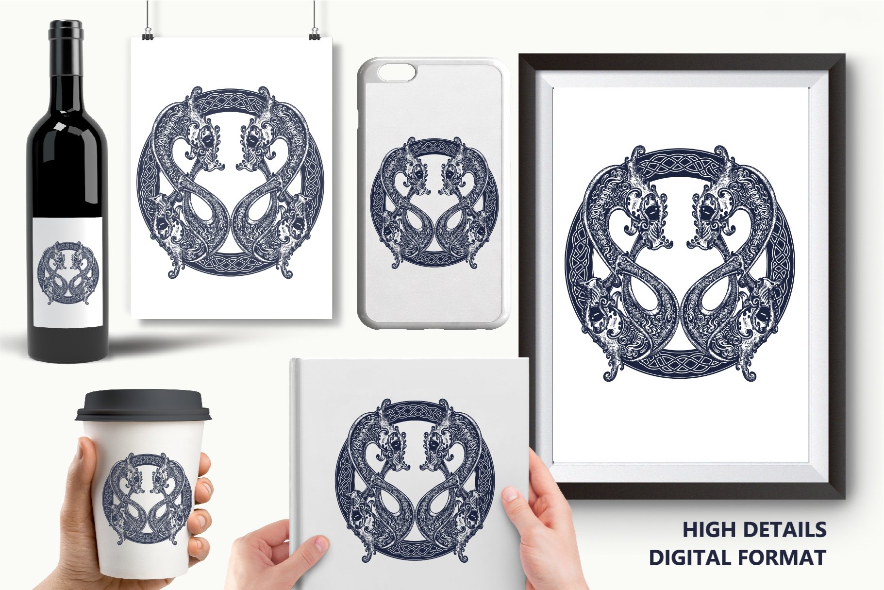 Two dragons tattoo (1056952) | Illustrations | Design Bundles