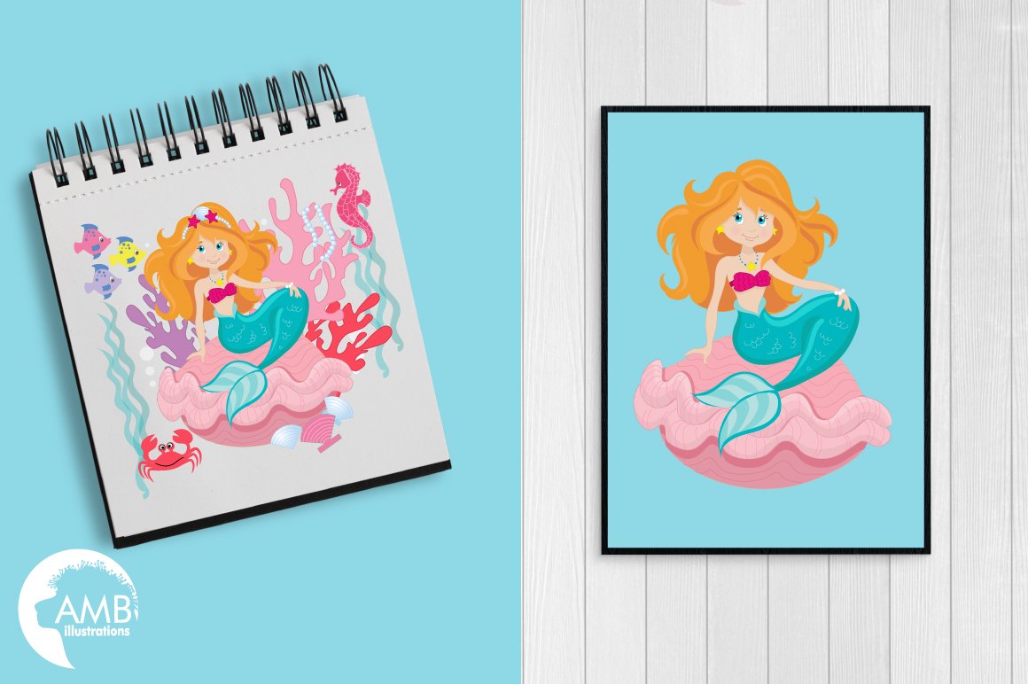 Mermaid Princess clipart, graphics, illustrations AMB-818 (43487 ...