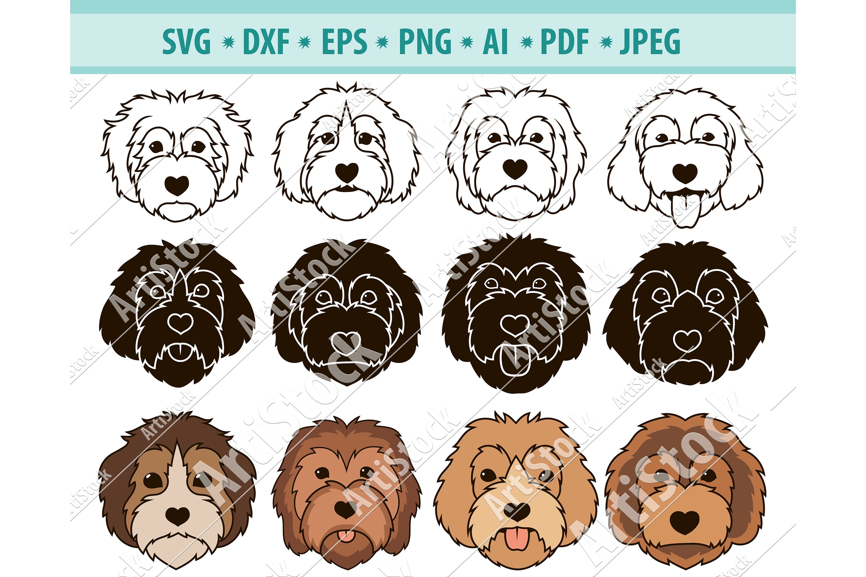 Goldendoodle SVG, Dog Silhouettes, Dogs SVG, Png, Dxf, Eps (532060 ...