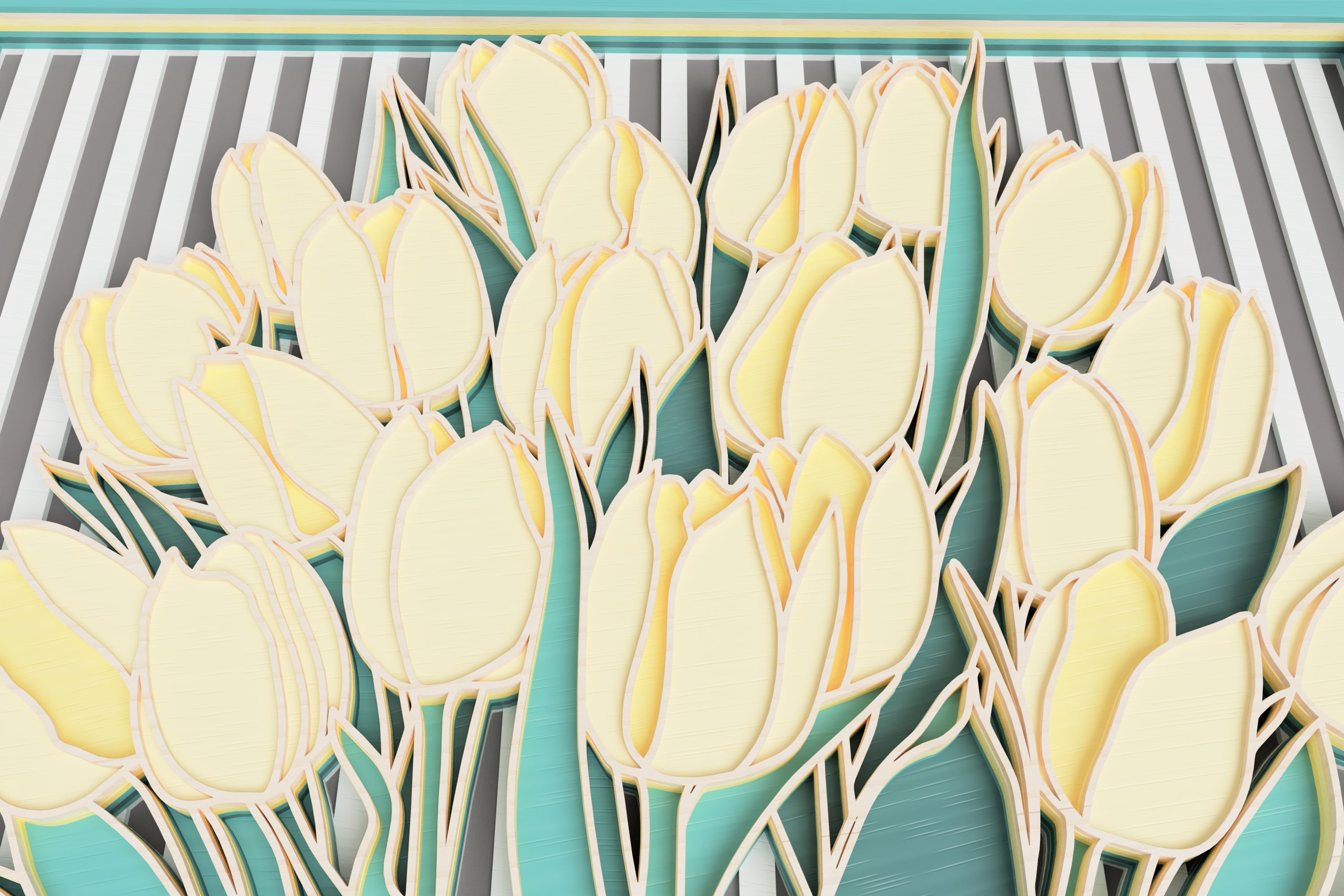 Floral laser cut file - Framed Tulips