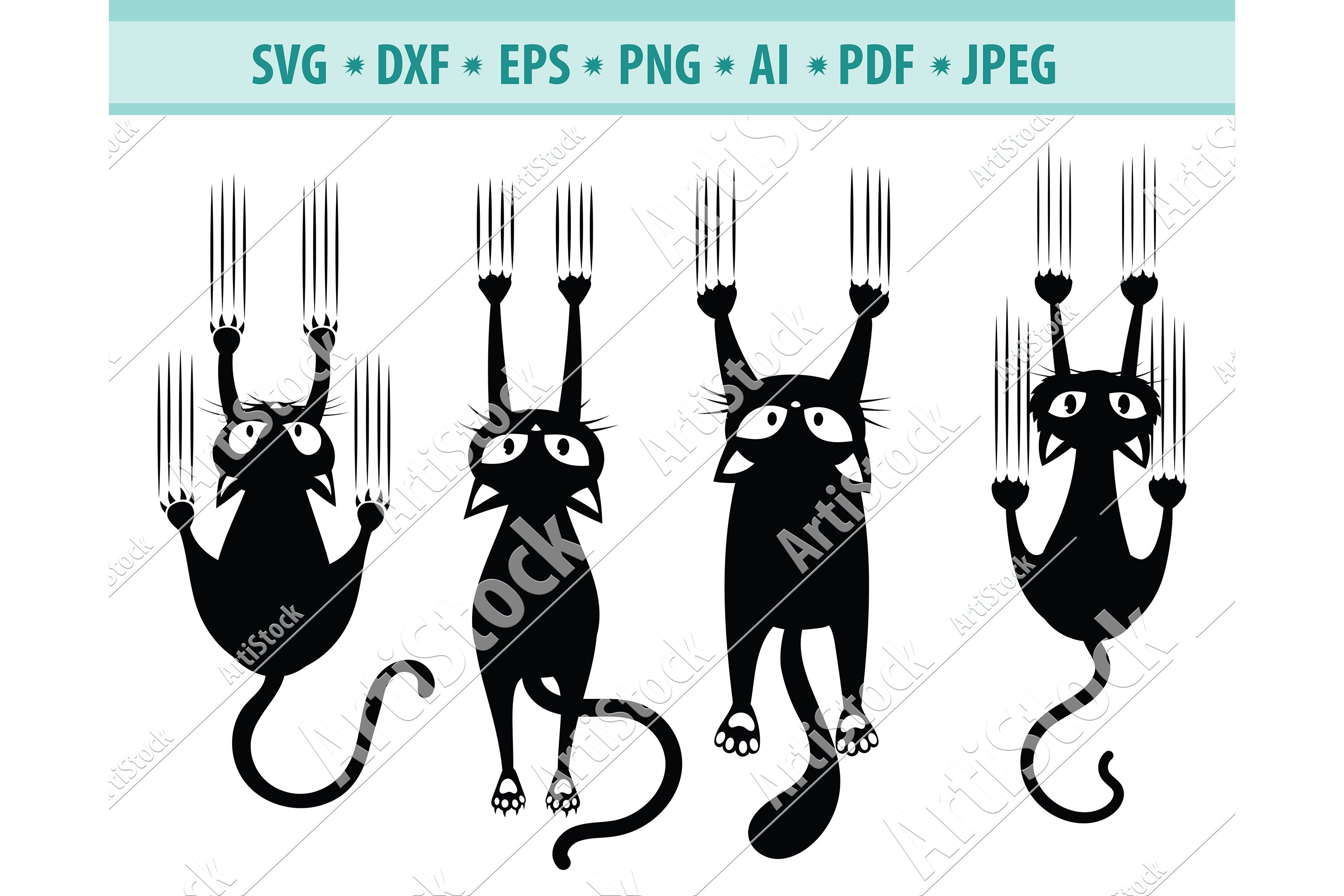 Funny cat Svg, Screeching cat Svg, Falling cat Dxf, Png, Eps (430435 ...