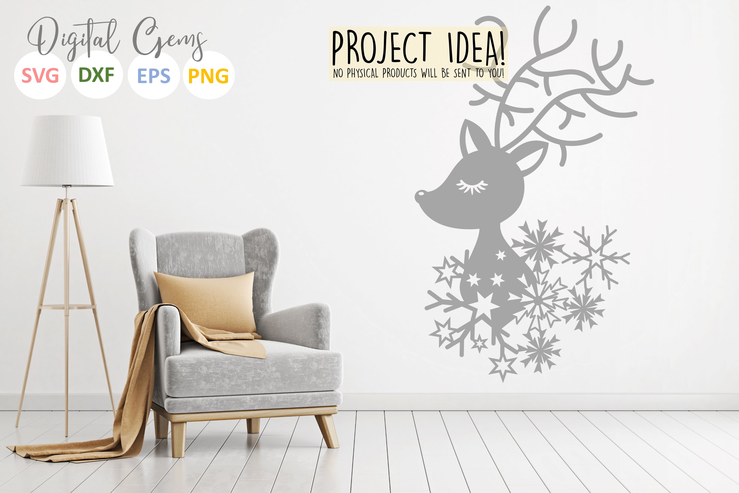Christmas Reindeer paper cut design SVG / DXF / EPS files (120374 ...