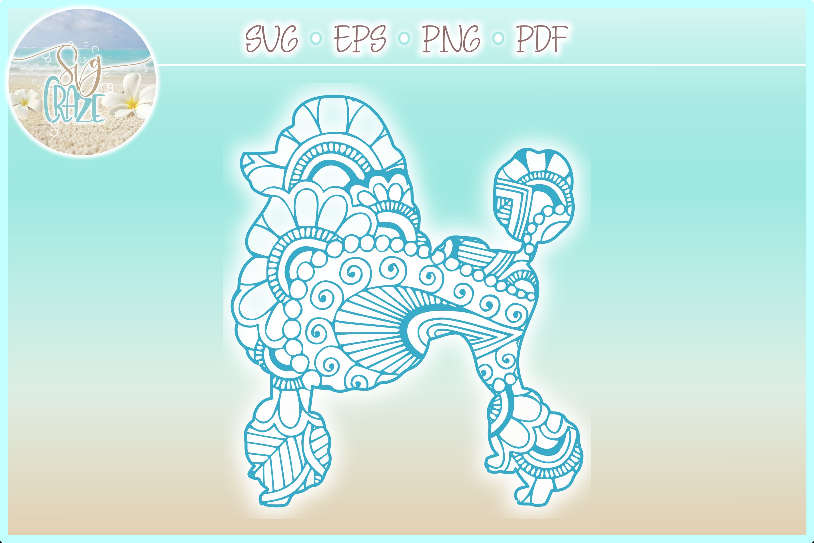 Poodle Dog Mandala Zentangle Svg Dxf Eps Png Pdf Files (186308) | SVGs ...