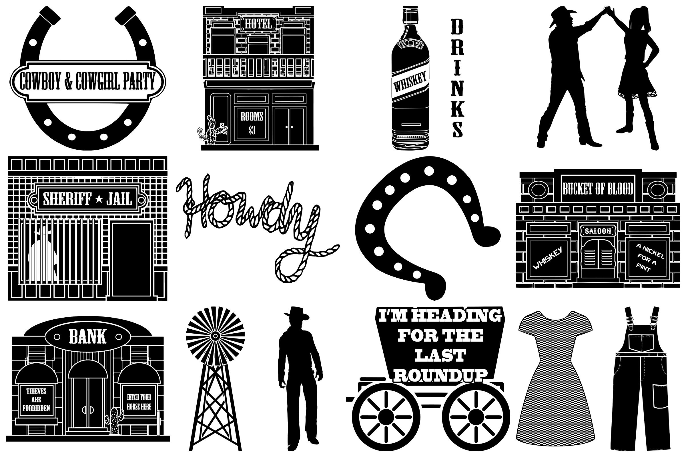 Wild West Cowboy Silhouettes AI EPS Vector & PNG (159398 ...
