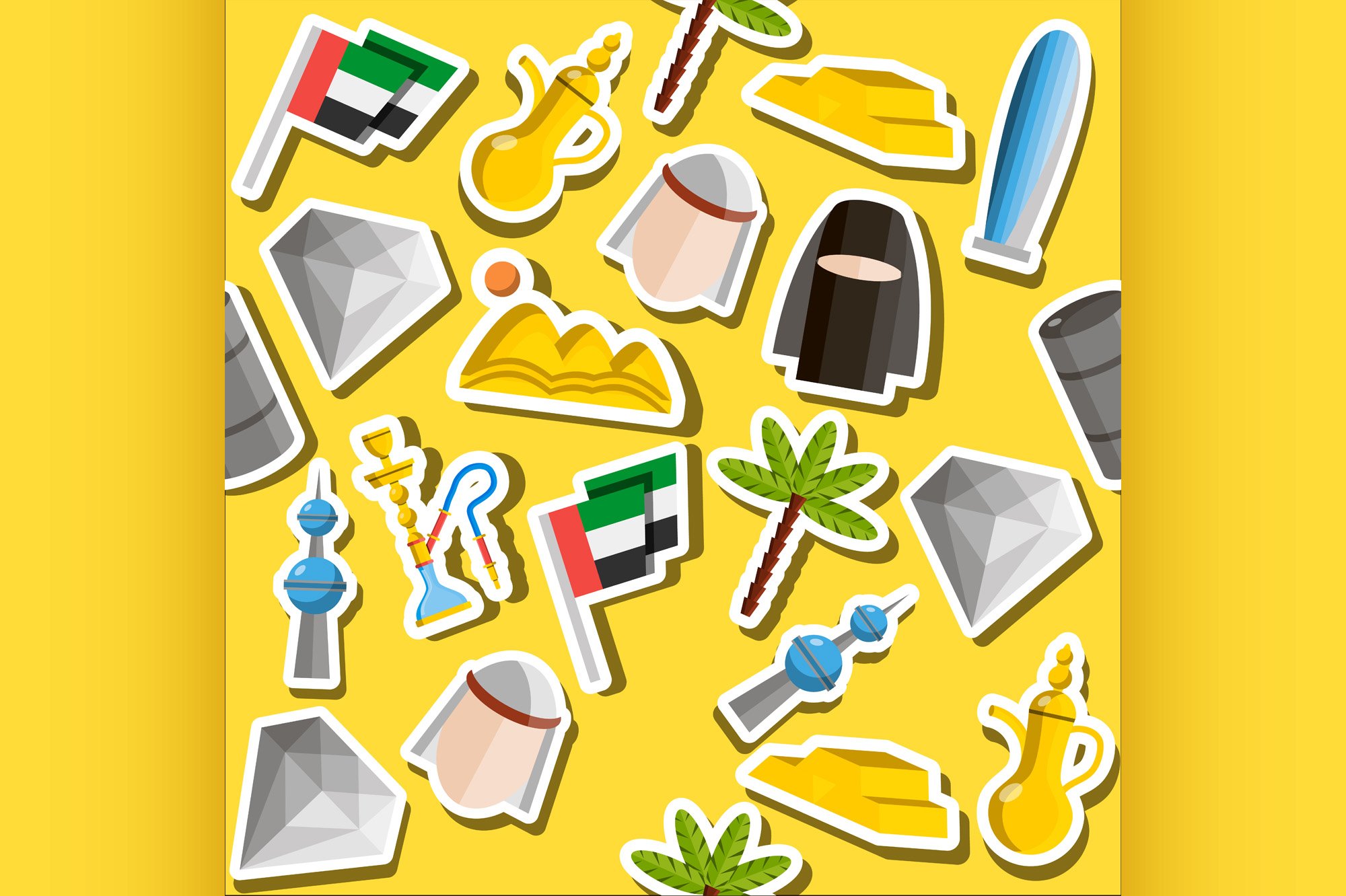 Colored UAE pattern (671232) | Illustrations | Design Bundles