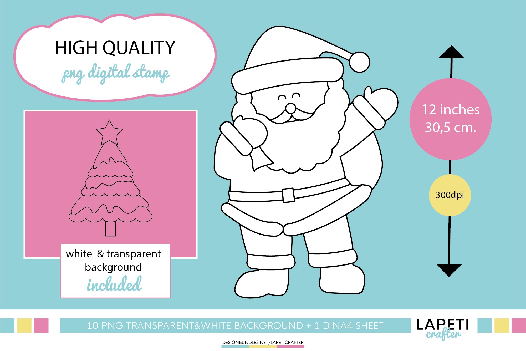 Christmas digital stamp, Santa Claus png coloring clipart (941105 ...
