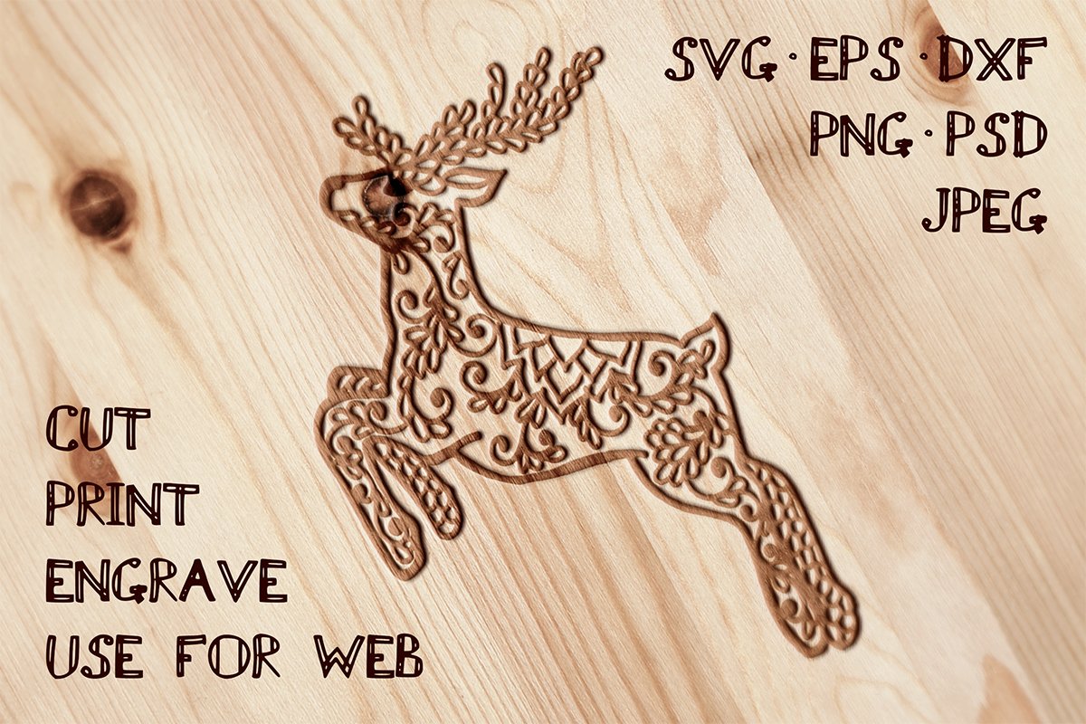 Deer Template | SVG DXF EPS PSD PNG JPEG (474582) | SVGs | Design Bundles