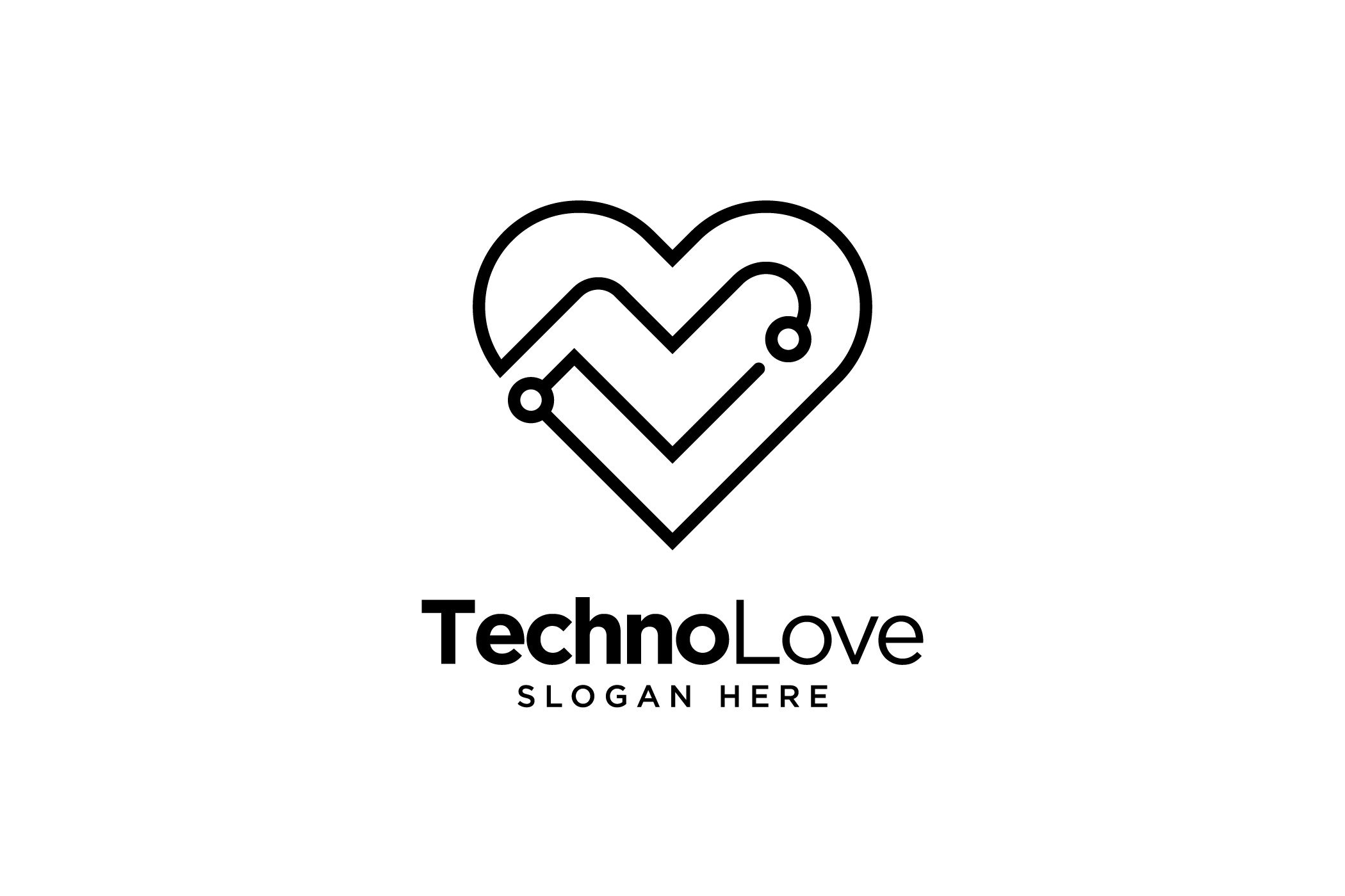 Techno Love Logo (782417) | Logos | Design Bundles