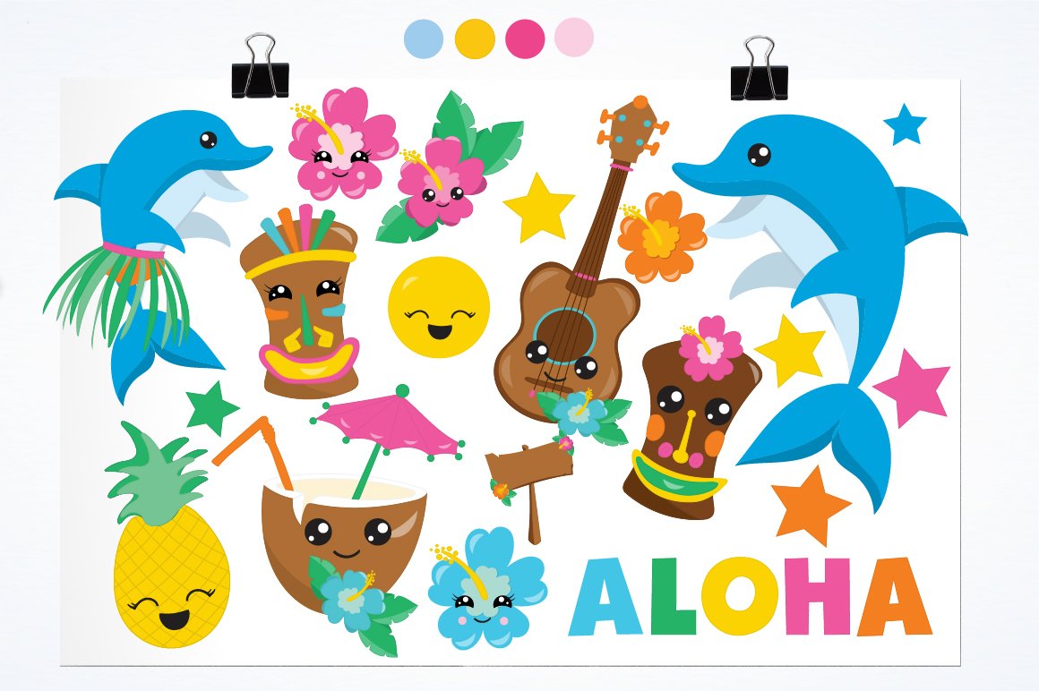 Summer Aloha graphics and illustrations