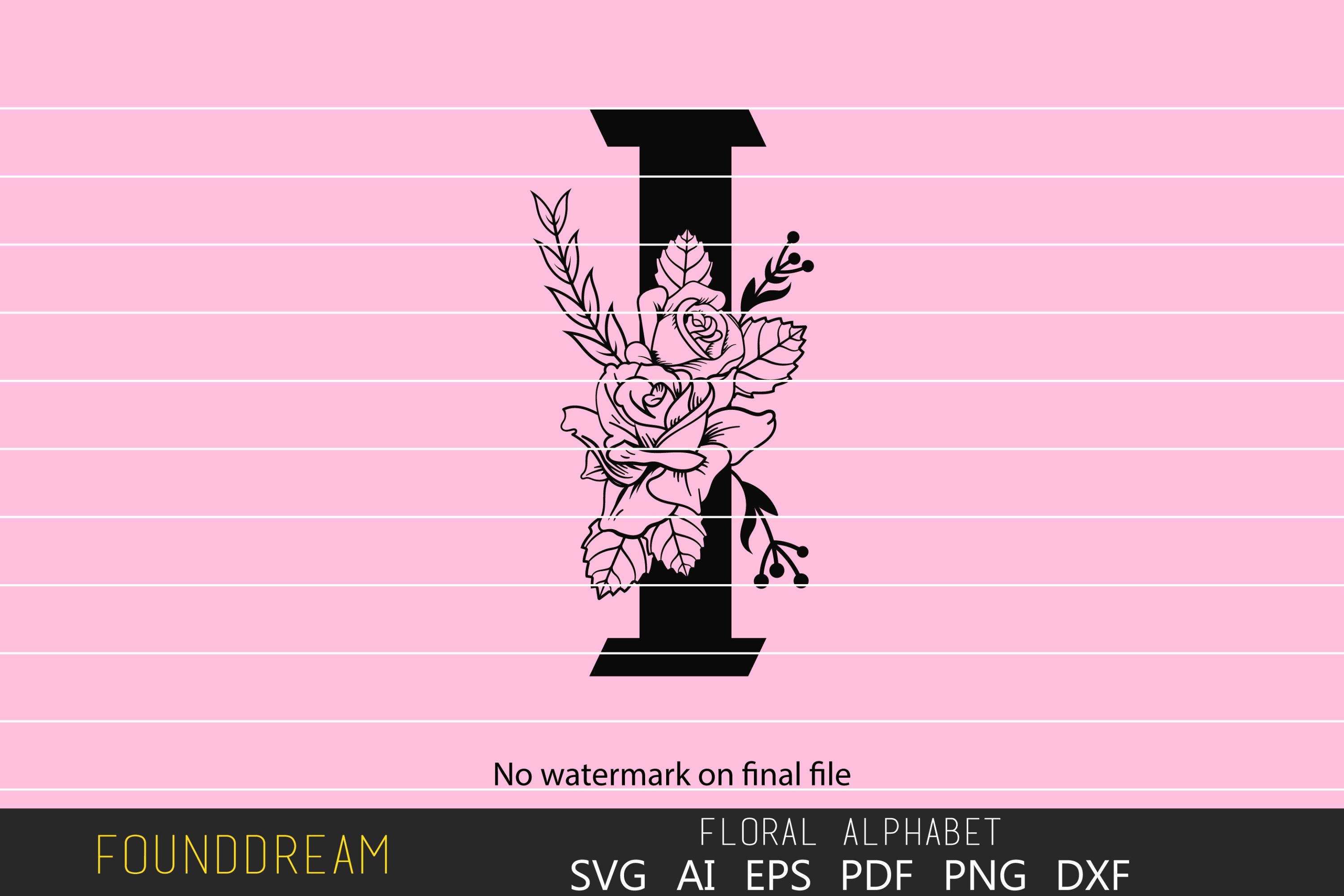 Floral Alphabet, I Letter (578232) | Cut Files | Design Bundles