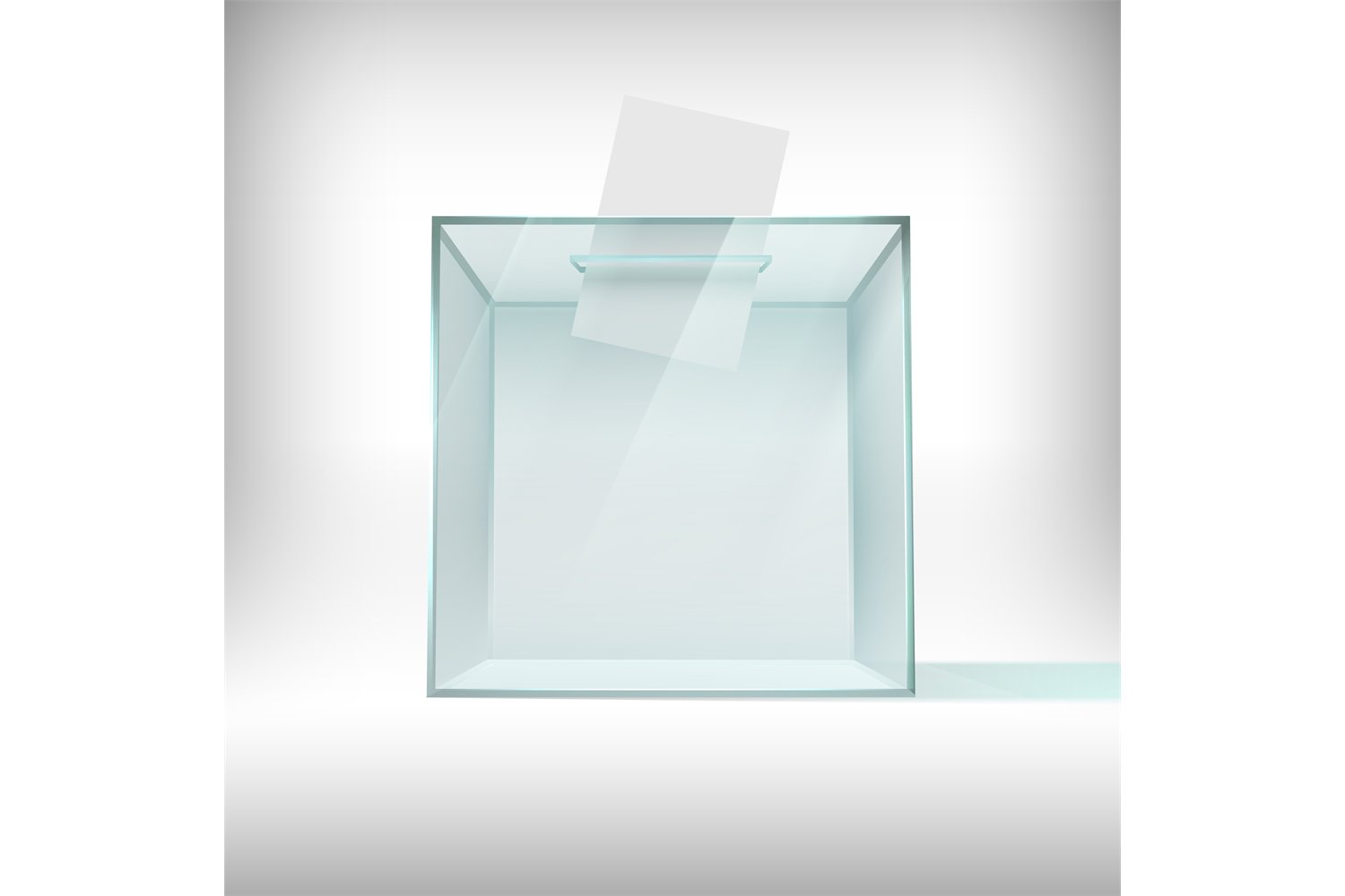 Ballot box. Glass transparent voting container with falling (1028177 ...