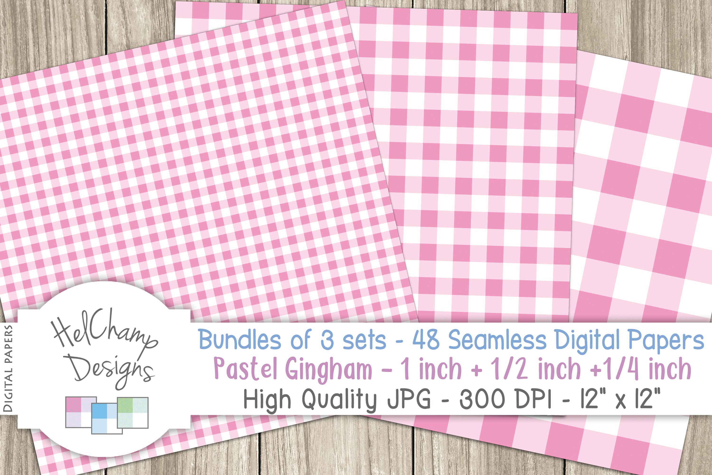 48 seamless Digital Papers - Pastel Gingham serie - DB001 (379904 ...