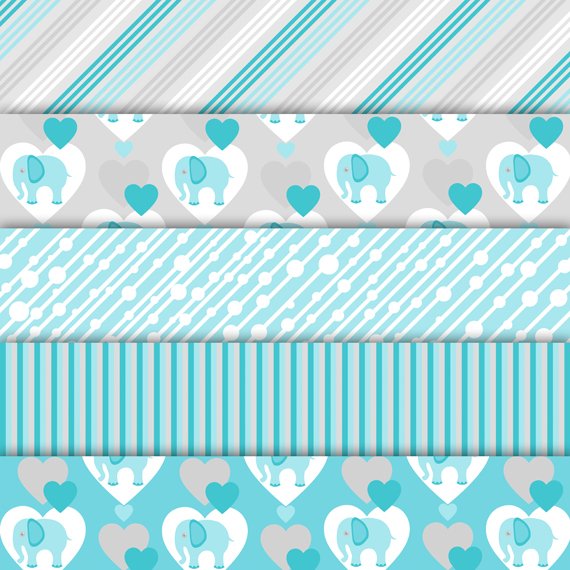 Digital paper pack Elephant (42945) | Backgrounds | Design Bundles