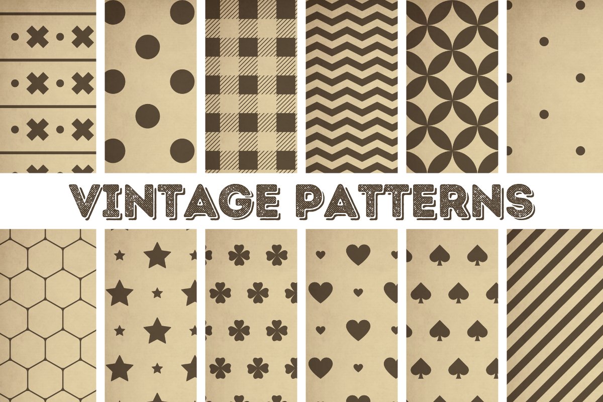 Digital Paper Vintage Patterns (1281278) | Backgrounds | Design Bundles