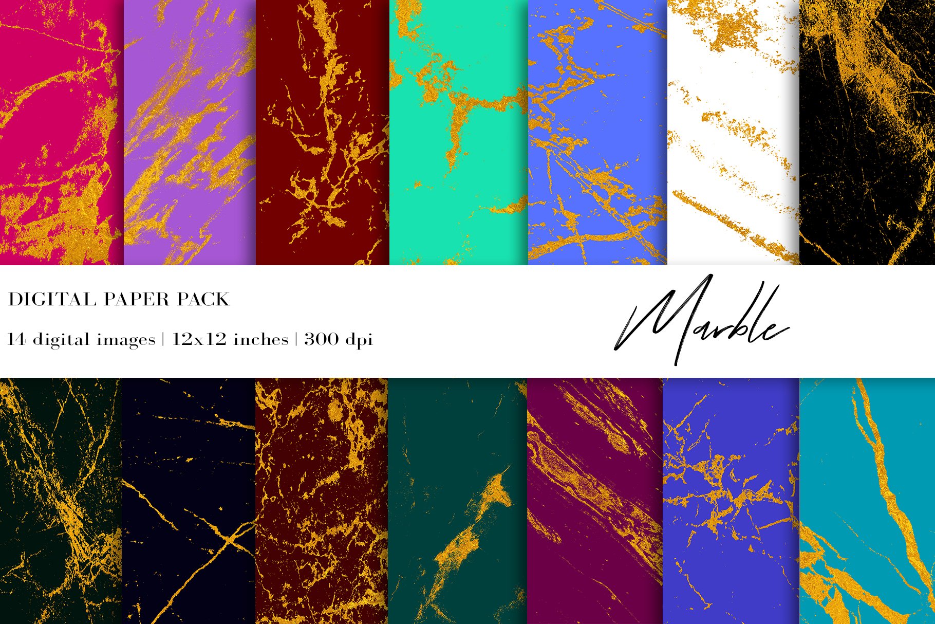 Marble Digital Papers, Gold Marble Backgrounds (486268) | Textures ...