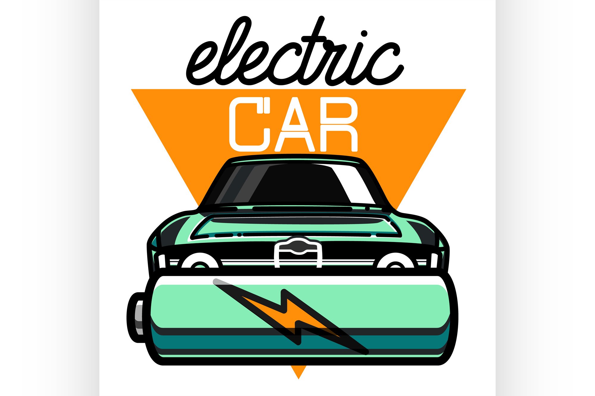 Color vintage electric car emblem (673818) | Illustrations | Design Bundles