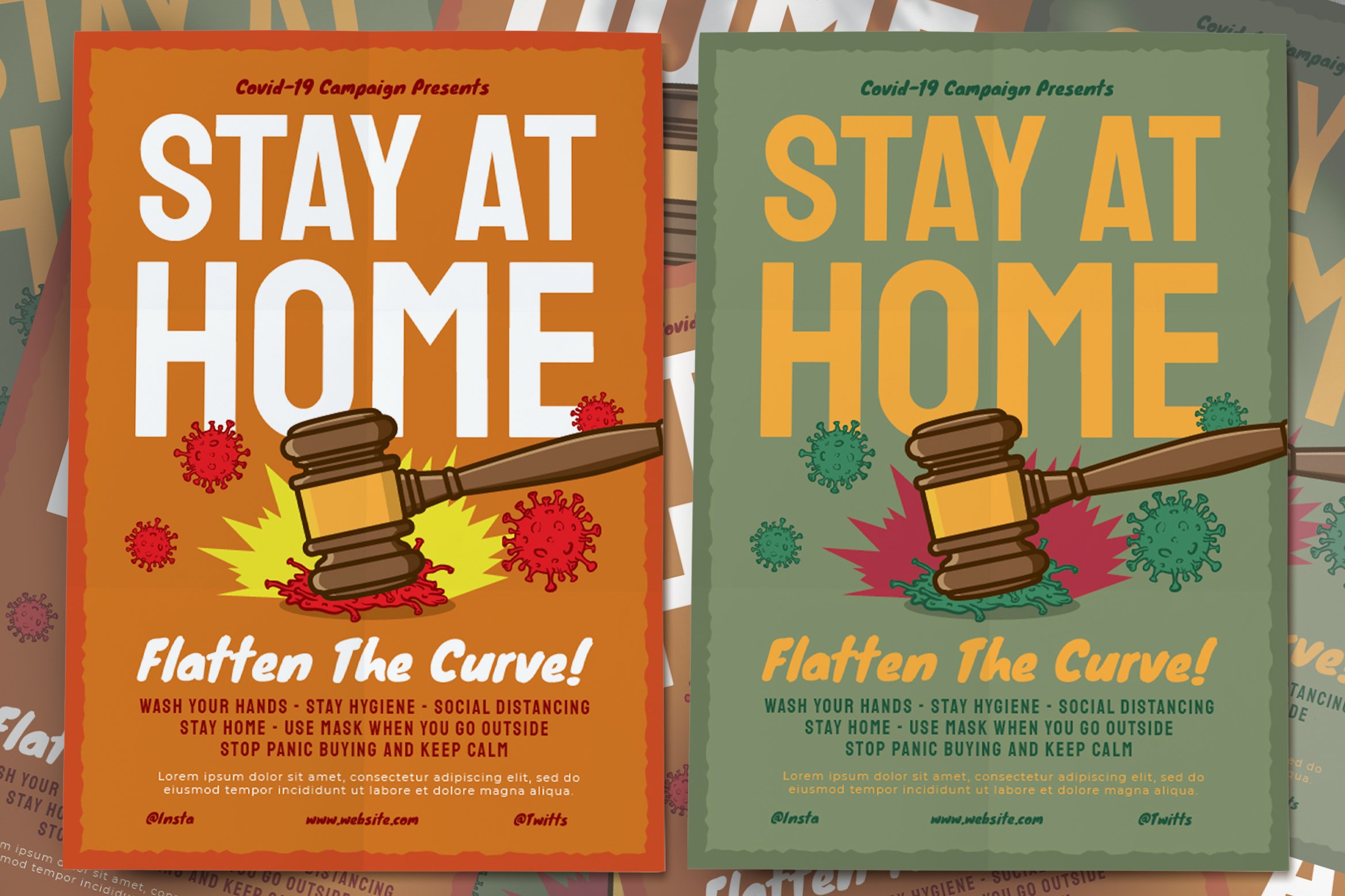 Stay At Home Covid-19 Campaign Flyer (567123) | Flyers | Design Bundles