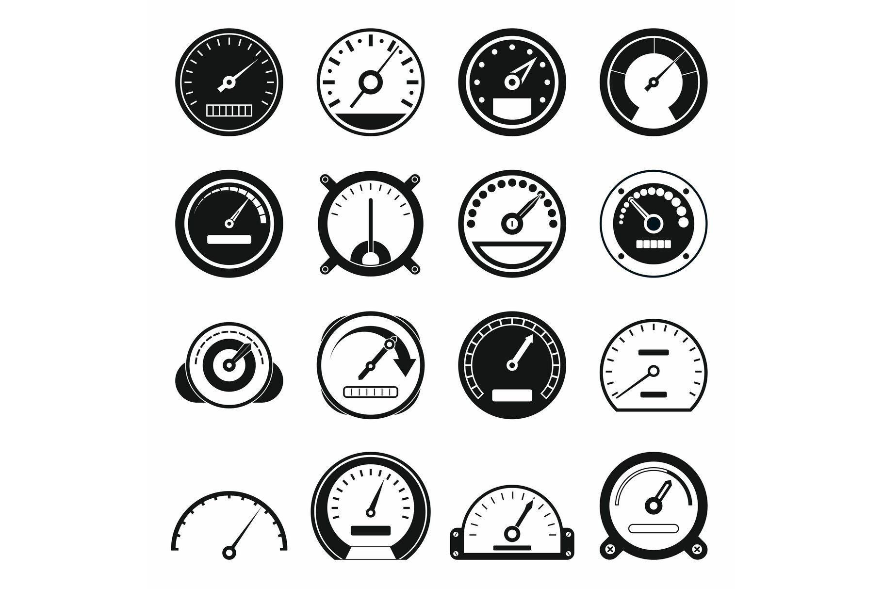 Speedometer icons set, black simple style (553320) | Illustrations ...