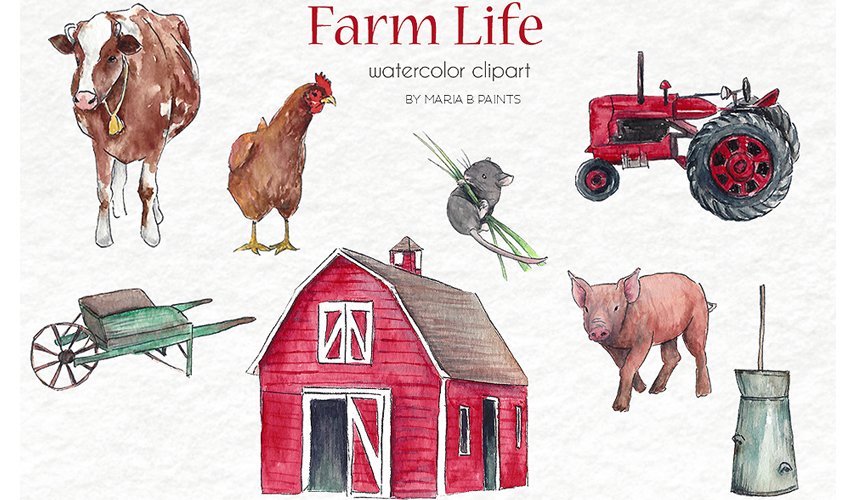 Farm Theme Clip Art Bundle for Sublimation & Country Art (576560 ...