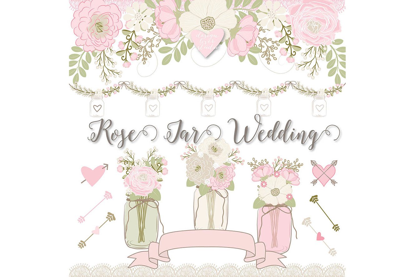 Vector Rose wedding flower banner clip arts (2854) | Illustrations | Design Bundles