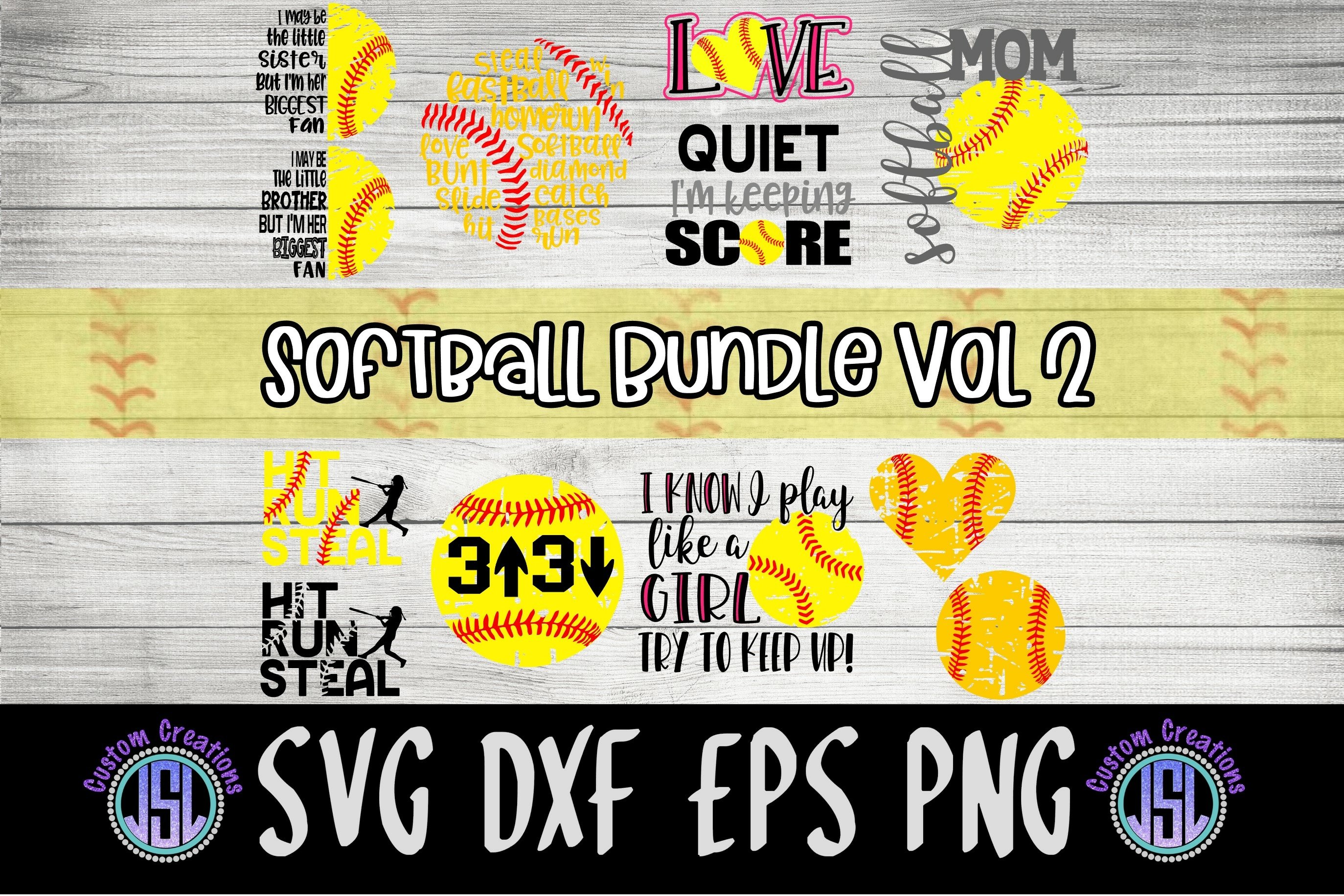 Softball Bundle Vol 2 | Set of 12 | SVG DXF EPS PNG (350011) | Cut ...