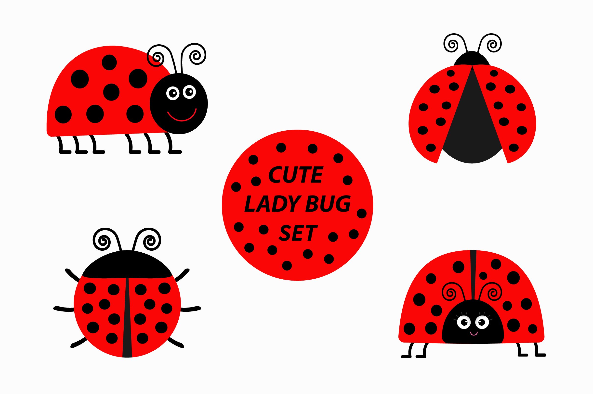 Ladybug Ladybird icon set. Vector illustration