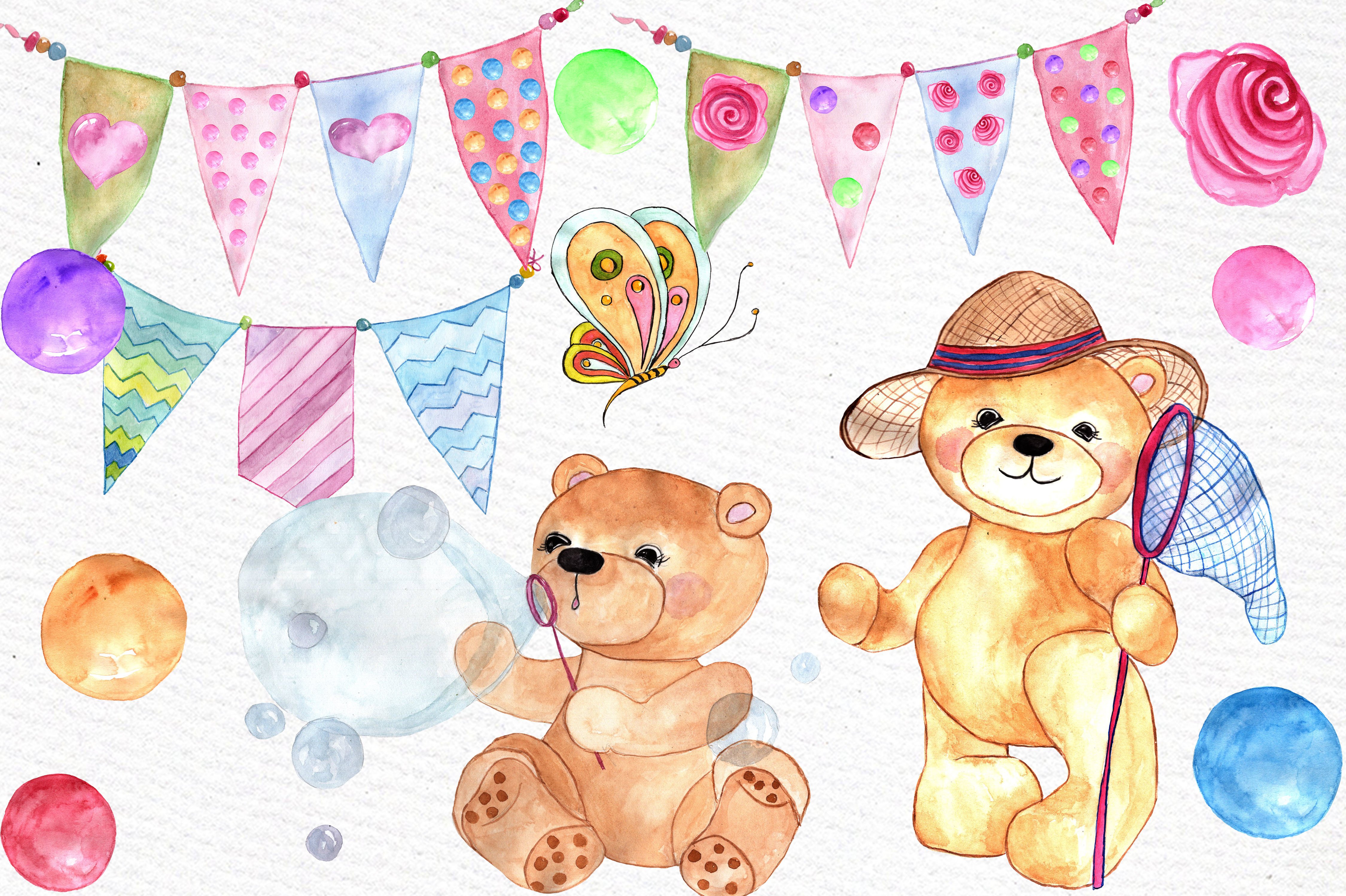 Watercolor teddy bear clipart (23949) | Illustrations | Design Bundles