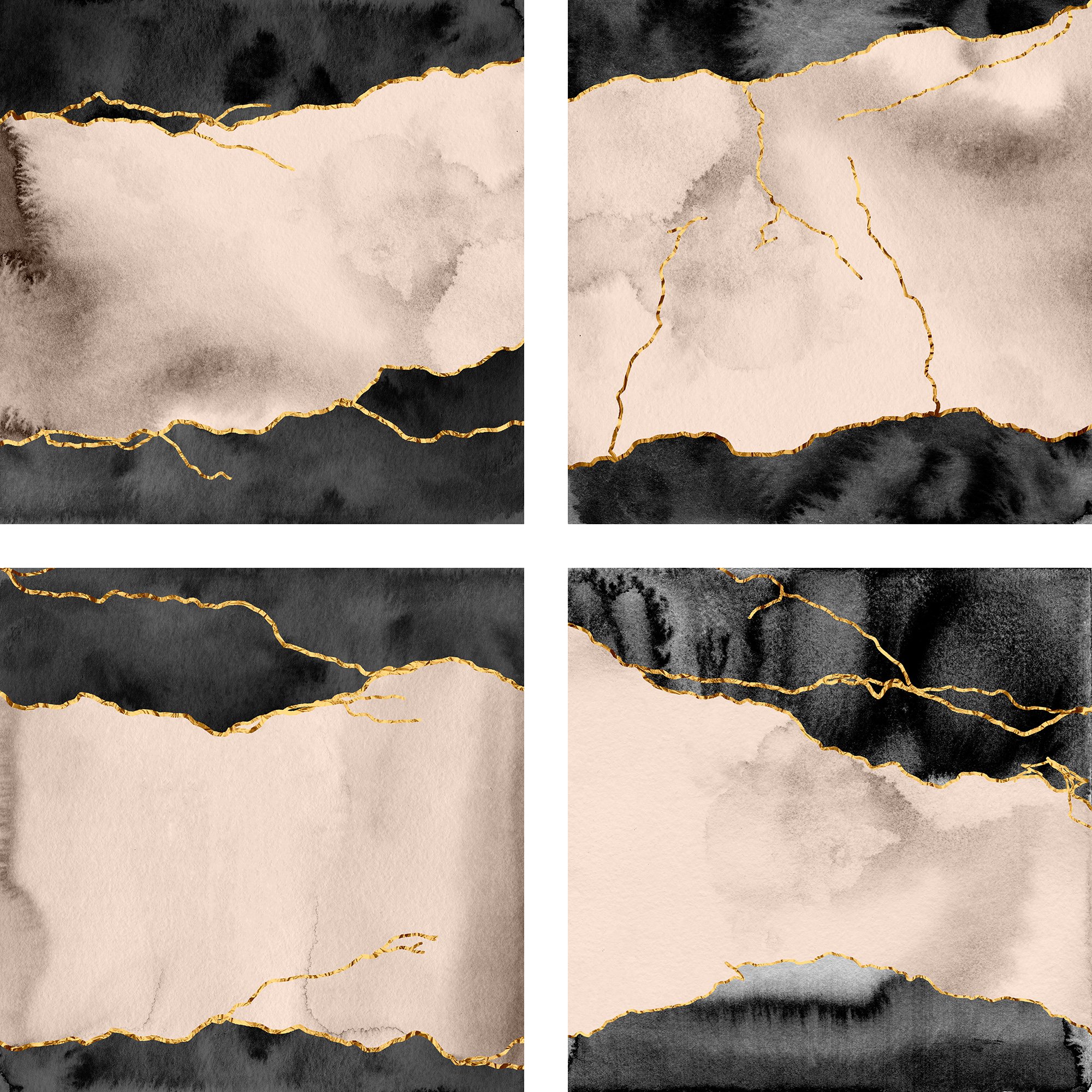 Black Watercolor & Gold Textures (280298) | Backgrounds | Design Bundles