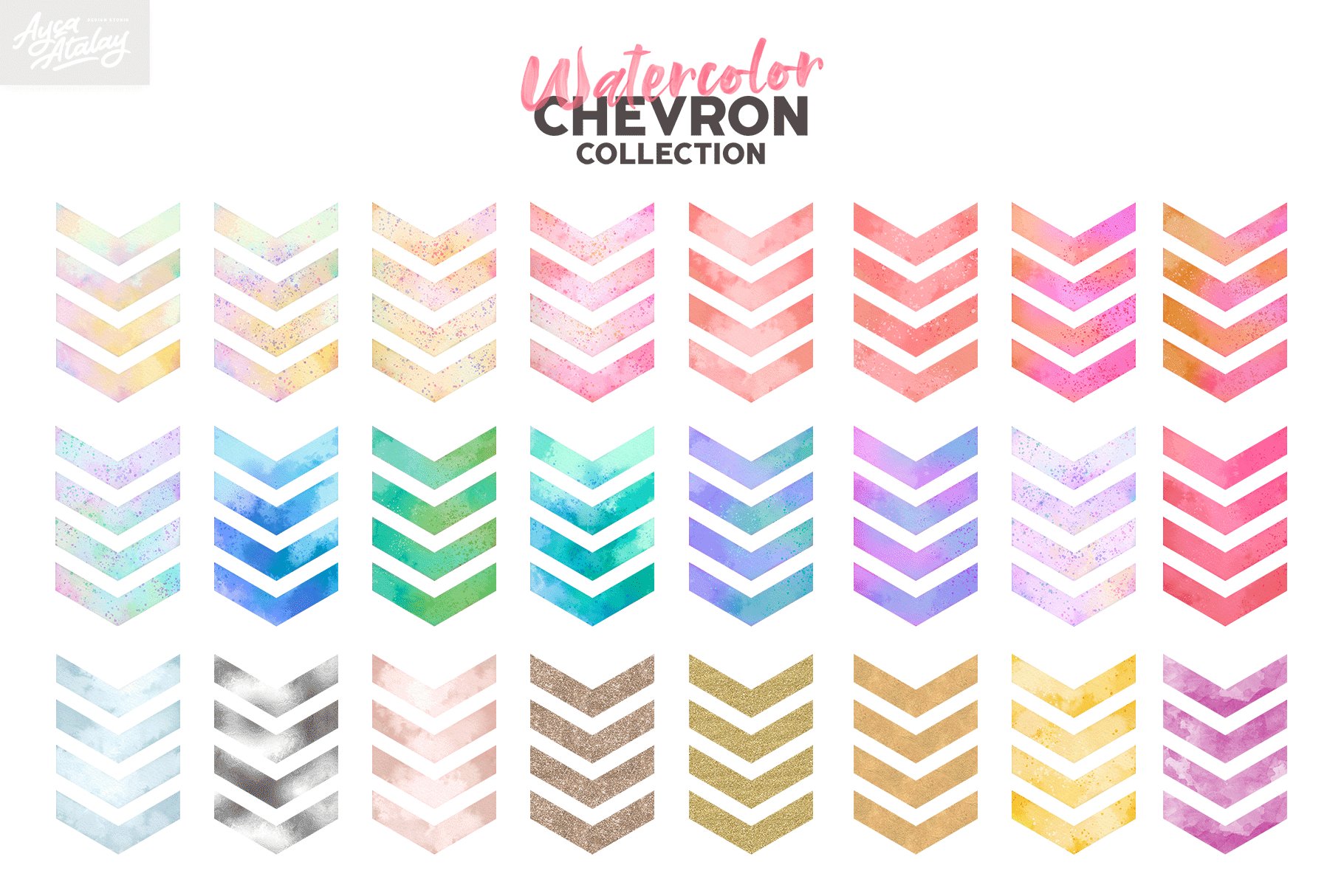 Watercolor Chevron Bundle | Sublimation Design Bundle (1085414 ...