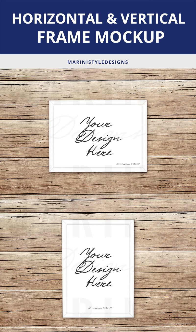 A3 size frame Mockup on wood background, PSD mockup, 1203 (556391 ...