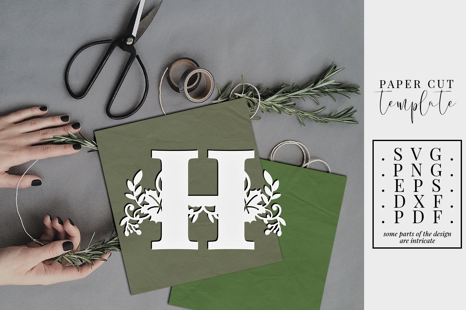 Autumn letter H, single initial paper cut template, fall SVG (802681 ...