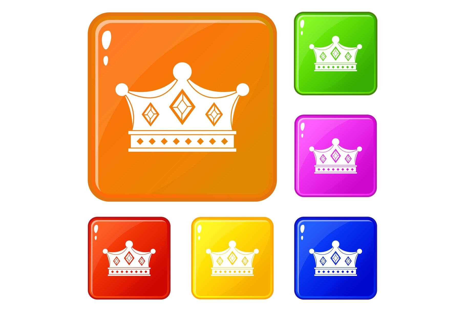 Prince crown icons set vector color (525852) | Icons | Design Bundles