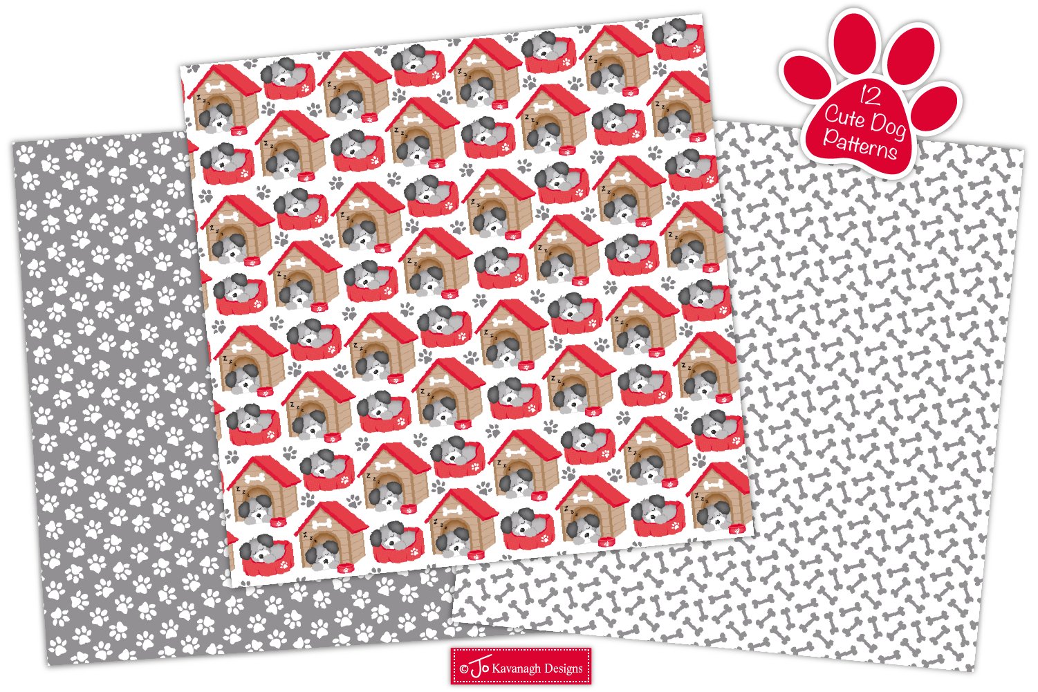 Puppy Dog Digital Papers, Dog Seamless Patterns -P42 (283153 ...