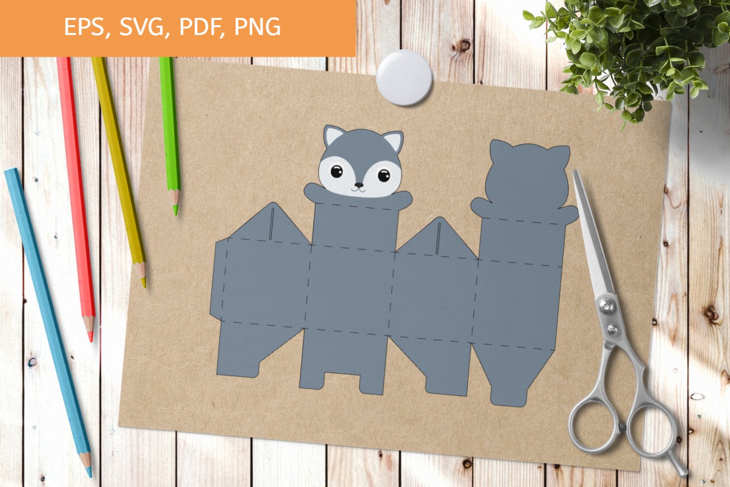 Cute Wolf Gift Box Template SVG, Gift Box SVG (965491) | Paper Cutting ...
