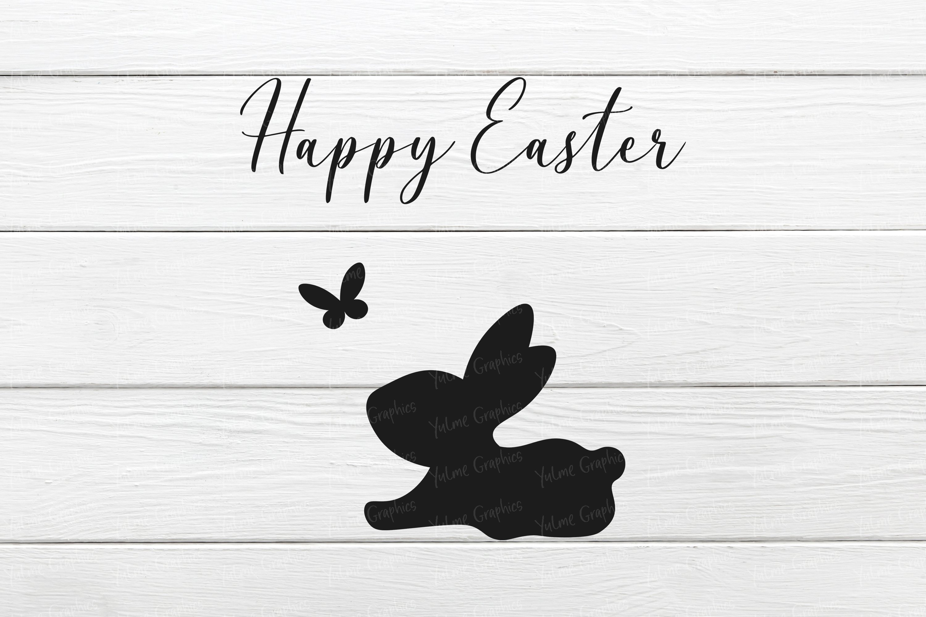 Happy Easter Bunny Silhouette. Easter Bunny SVG. Rabbit. (1206344 ...