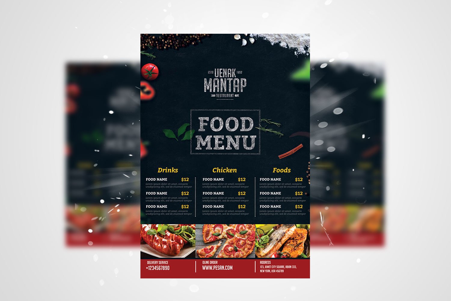 Restaurant Food Menu Flyer (568416) | Flyers | Design Bundles