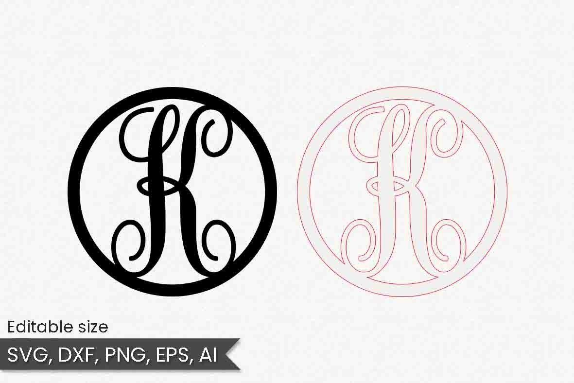 K Letter Monogram Circle, Cut File, Instant Download (420298) | Cut ...