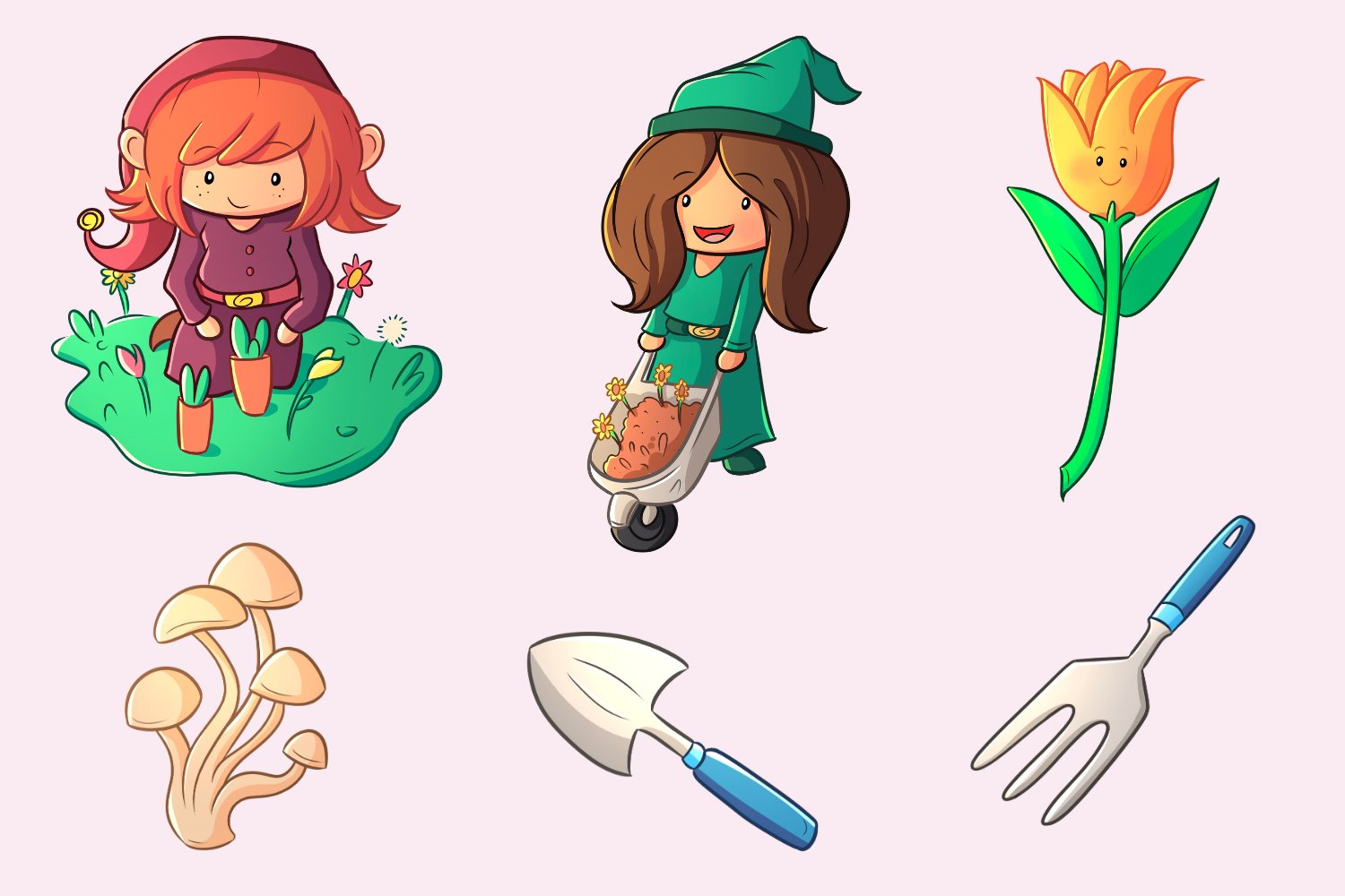 Gnome Girls Clip Art Collection